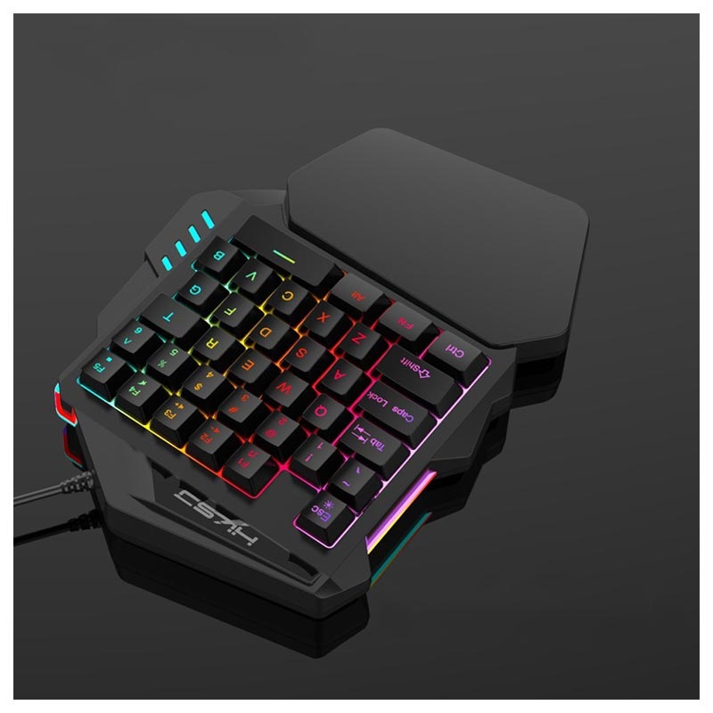HXSJ Mobilt Gamingset - Enhands-Tangentbord, Mus, Hub - RGB