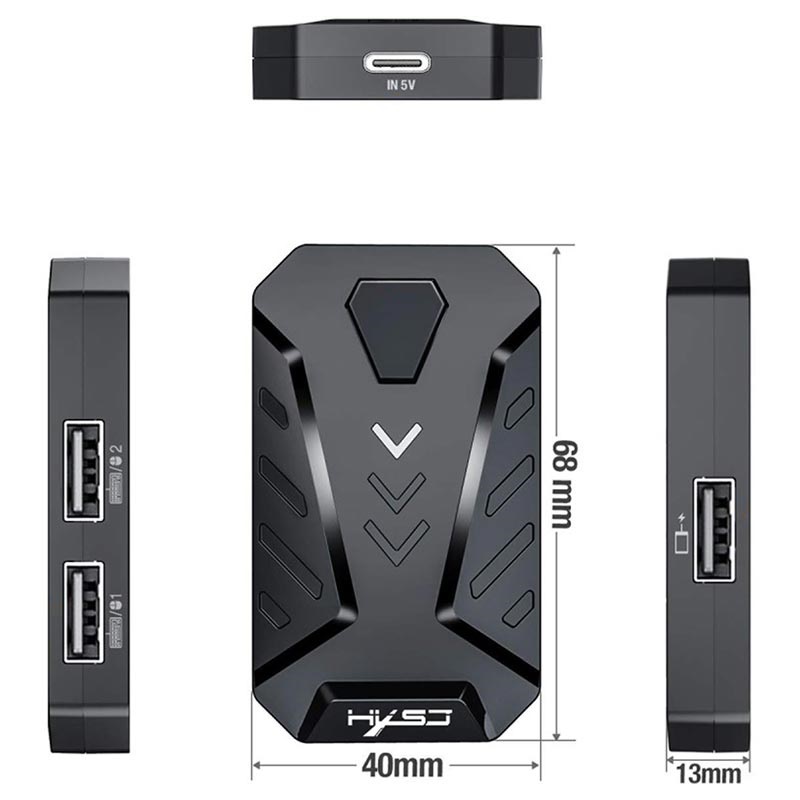 HXSJ Mobilt Gamingset - Enhands-Tangentbord, Mus, Hub - RGB