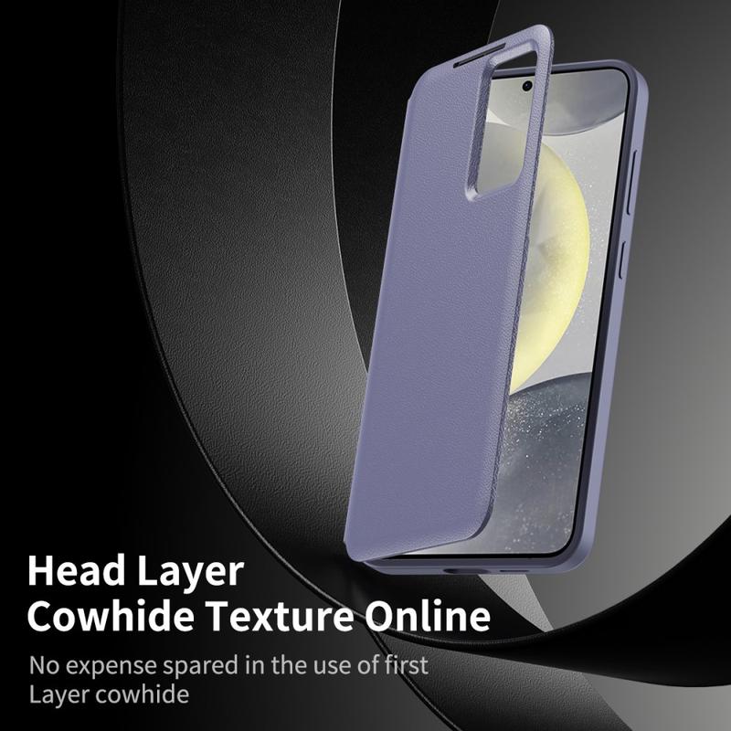 Samsung Galaxy S26+ Smart Clear View Flip Skal med kortplats - Grå Lila