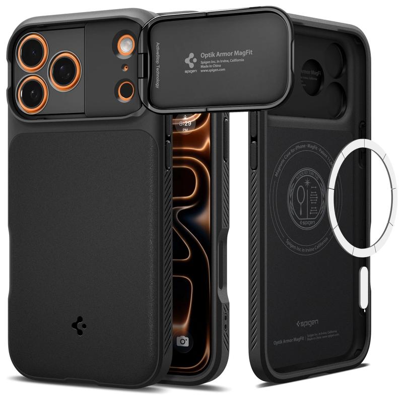 iPhone 17 Pro Max Spigen Optik Armor Mag Skal - Svart